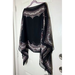 J. Jill | Other | J Jill Poncho One Size Two Way Semi Sheer Chiffon Multicolor Black Boho ...